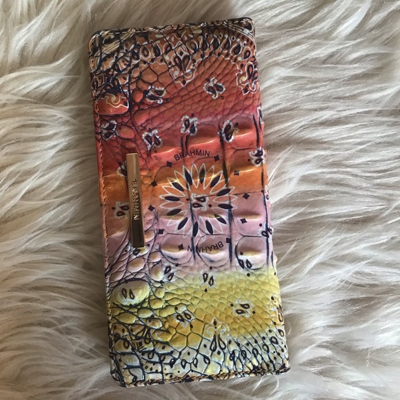 Brahmin | Bags | Brahmin Ady Wallet Multi Bandana Croc Embossed Leather ...
